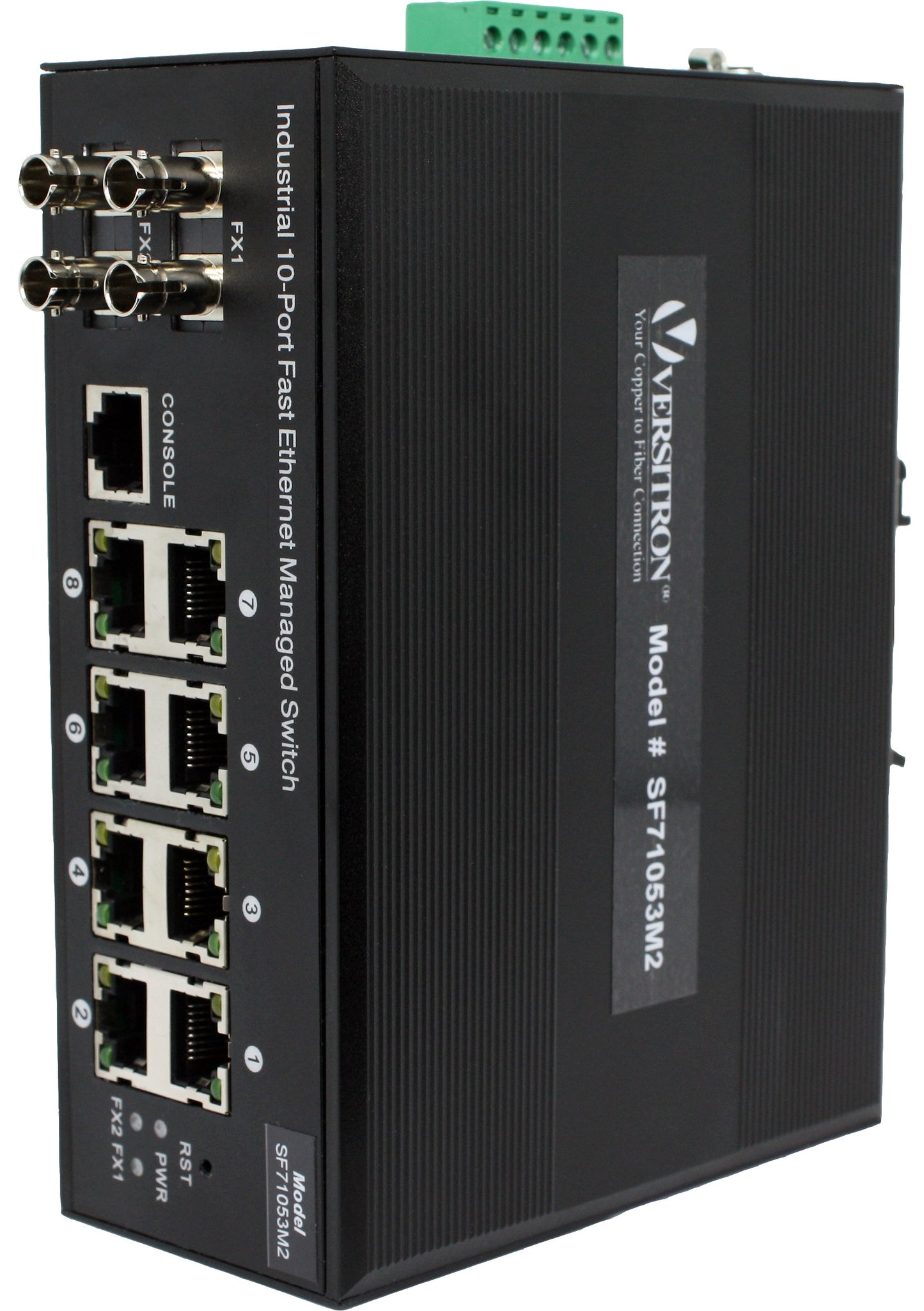 10-Port Managed Industrial Switch | 8-RJ45 Port, 2-100FX, ST, MM ...