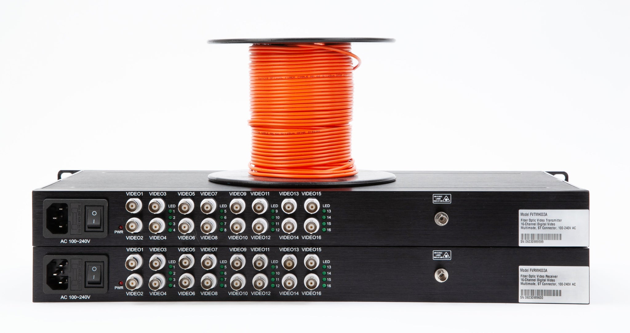 16 Channel Multimode ST Digital Fiber Optic Video Multiplexer ...